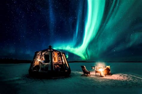 Northern Lights Aurora Borealis In Rovaniemi Lapland