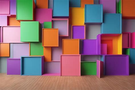 Premium Ai Image 3 D Rendering Abstract Background With Colorful Geometric Shapes3 D Rendering