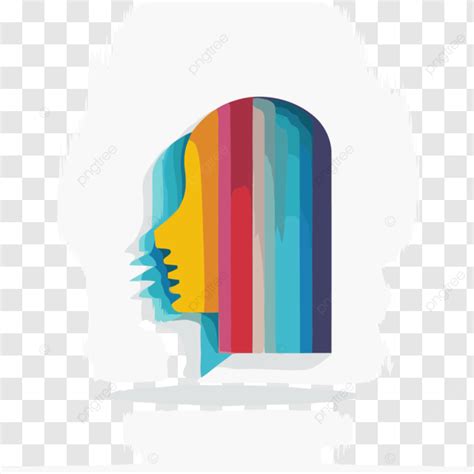 추상적인 색 줄무늬로 된 머리 얼굴 그림 벡터 흰색 배경에 조용히 지내는 단순한 다채로운 아이콘 그림자 없음 작은 프레임 중앙 Png 일러스트 및 벡터 에 대한 무료