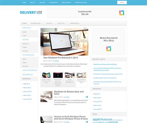 Delivery Lite Wordpress Theme Free Magazine Wp Theme