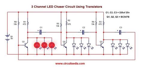 Running Led Circuit Diagram Using Transistor