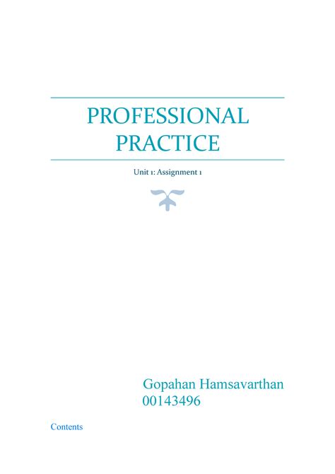 Professional Practice Assignment 1 Professional Practice Unit 1 Assignment 1 Gopahan