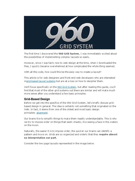 The 960 Grid System Pdf Web Design Page Layout