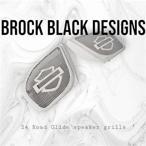 98 To 2024 Road Glide 3d Shield Speakers Grill Covers Set Brock Black