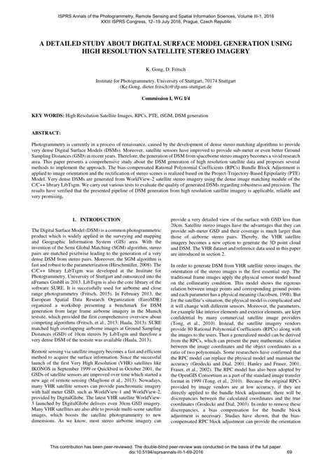 PDF A DETAILED STUDY ABOUT DIGITAL SURFACE MODEL GENERATION USING HIGH RESOLUTION SATELLITE