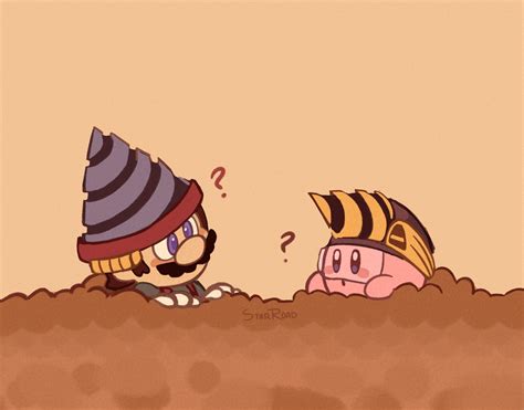 Kirby Mario Drill Kirby And Drill Mario Mario And More Drawn By Starroad Danbooru