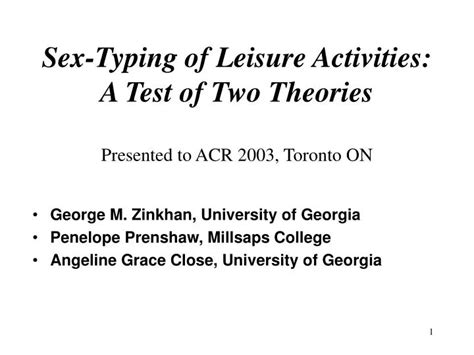 Ppt Sex Typing Of Leisure Activities A Test Of Two Theories