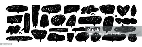 귀여운 크레용 질감의 말풍선 세트입니다 크레용 분필 말풍선 모양입니다 벡터 Charcoal 통신 Symbols Cloud 메시지 만화 이야기 풍선 벡터는 유치한 펑키