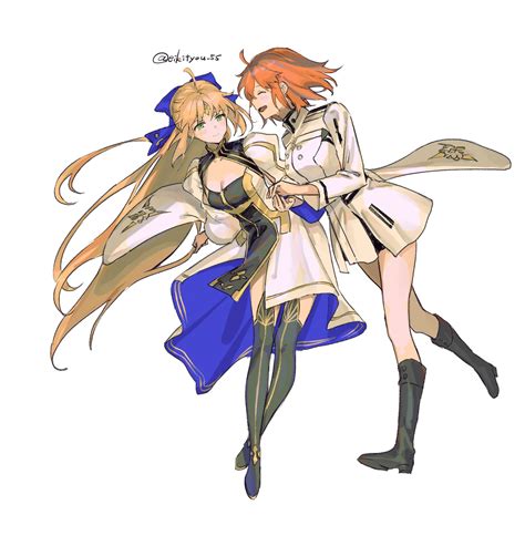 Artoria Pendragon Fujimaru Ritsuka Artoria Caster Fujimaru Ritsuka And Artoria Caster Fate