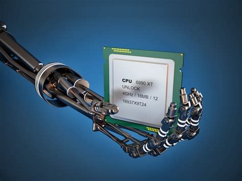 Premium Photo Robot Arm With Chip Or Processor High Technology