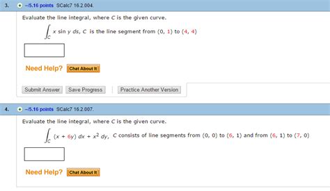 solved evaluate the line integral where c is the given