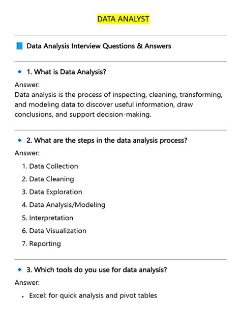 Data Analysis Interview Questions And Answers Pdf Data Analysis