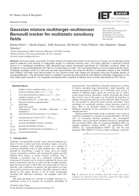 Pdf Gaussian Mixture Multitargetmultisensor Bernoulli Tracker For