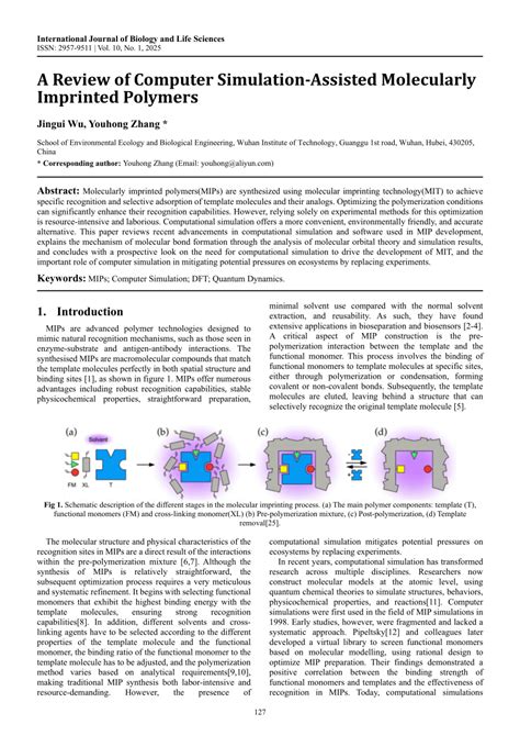 Pdf A Review Of Computer Simulation Assisted Molecularly Imprinted Polymers