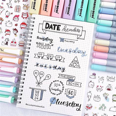 📕📖bullet Journal Collection📖📕 On Instagram “date Header Ideas
