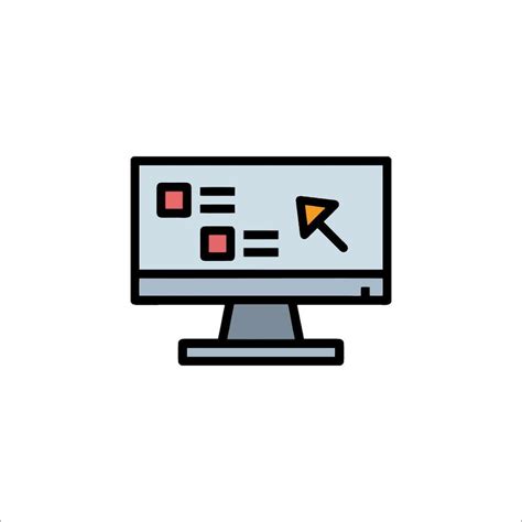 A Computer Monitor With A Mouse And A Button Vector Art At Vecteezy