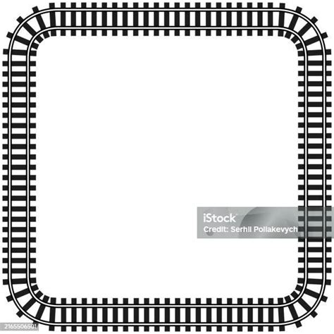 정사각형 모양의 철도 트랙 흑인과 백인 벡터 그림 기차 트랙 개요 코너 턴 건축물에 대한 스톡 벡터 아트 및 기타 이미지 건축물 검은색 공학 Istock