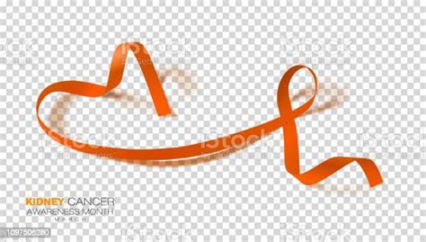 국가 신장 암 인식의 달입니다 오렌지 컬러 리본 투명 한 배경에 고립입니다 포스터에 대 한 벡터 디자인 서식 파일입니다 3월에