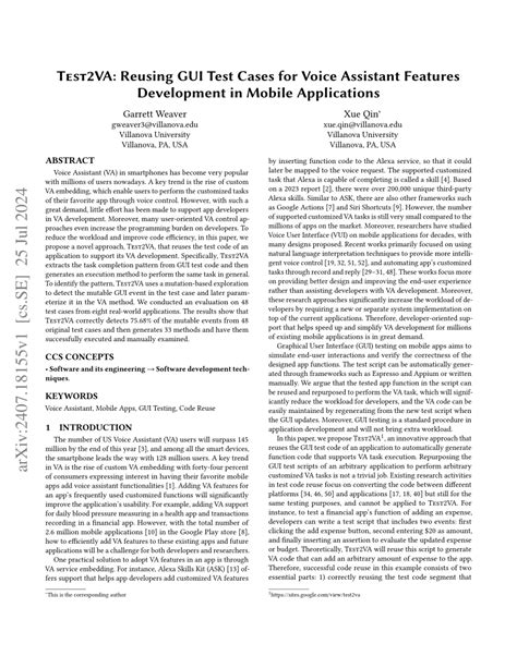 Pdf Test2va Reusing Gui Test Cases For Voice Assistant Features Development In Mobile