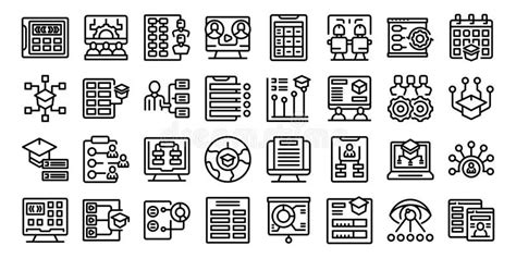 Classroom Management Software Icons Set Outline Vector People School Stock Illustration