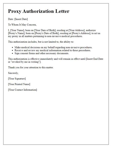 Letter Template For Medical Proxy Decision Authorization Free Samples