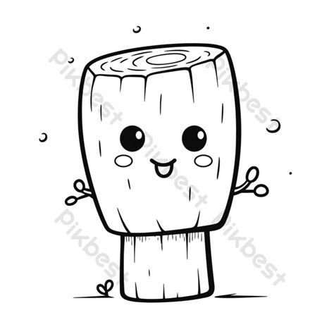 Tree Trunk Cute Cartoon Of Doodle To Color Outline Sketch Drawing Vector PNG Images PNG Free