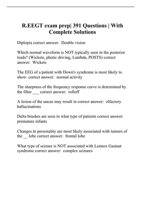 Registered Electroencephalographic Technologist R Eeg T Tests Compilation Bundle Stuvia Us