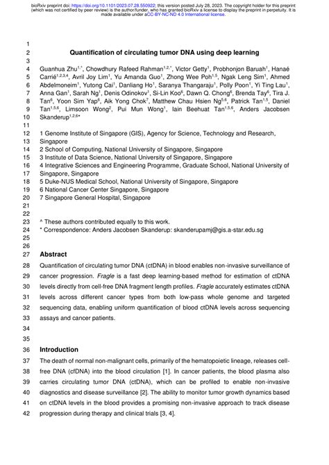 Pdf Quantification Of Circulating Tumor Dna Using Deep Learning