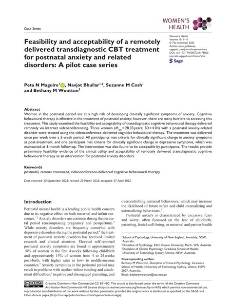Pdf Feasibility And Acceptability Of A Remotely Delivered Transdiagnostic Cbt Treatment For
