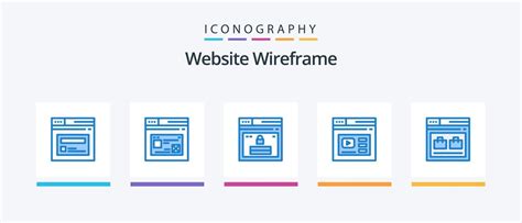 Website Wireframe Blue 5 Icon Pack Including Website Page Design Internet Website Creative