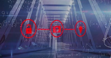 Image Of Three Red Media Icons Processing Data And Maths Calculations