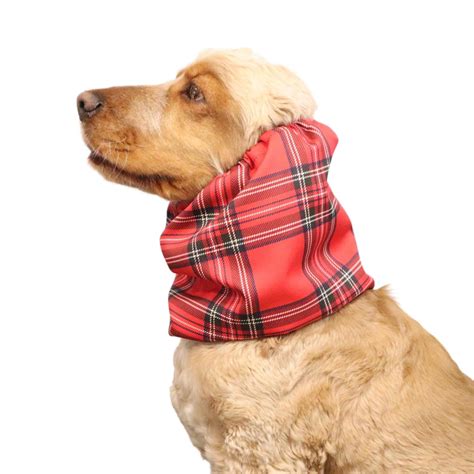 Polyester Red Tartan Cocker Spaniel Dog Snood Springer Basset Cavalier Ear Protector