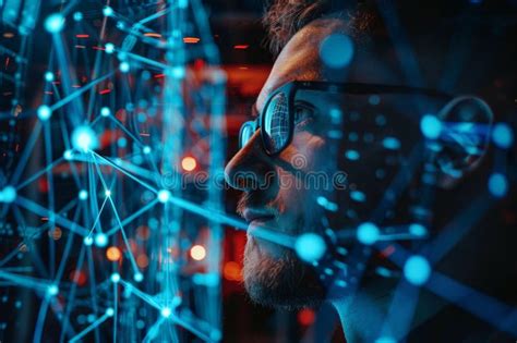 Blockchain Security Specialist Wearing Glasses Focused On Computer Screen A Blockchain