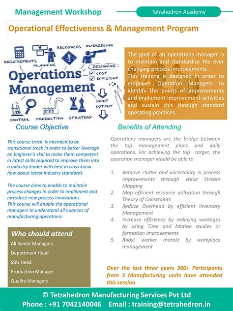 Operational Effectiveness And Management Program Workshop By Tetrahedron Pdf