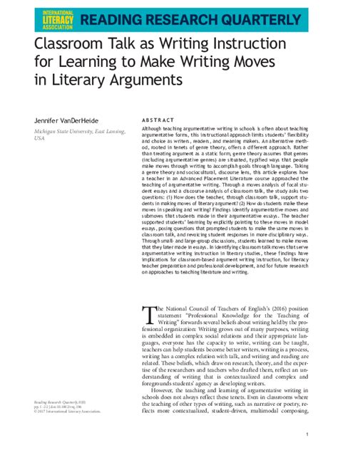 Pdf Classroom Talk As Writing Instruction For Learning To Make
