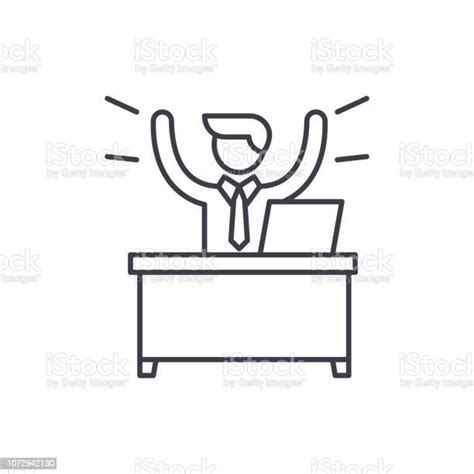 비즈니스 라인 아이콘 개념 승리 벡터 선형 삽화 상징 기호 비즈니스 승리 개념에 대한 스톡 벡터 아트 및 기타 이미지 개념