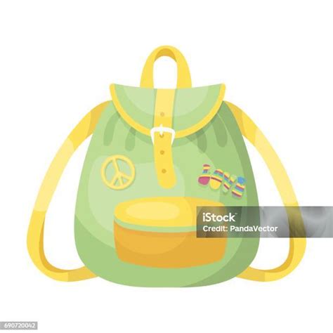 녹색 히피 배낭입니다 만화 스타일 벡터 기호 재고 일러스트 웹에서 히피 단일 아이콘 가방에 대한 스톡 벡터 아트 및 기타 이미지 가방 공부 관광 Istock