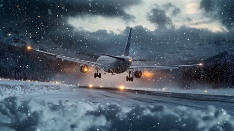 A Plane Is Flying Through A Snowy Sky Stock Illustration Illustration