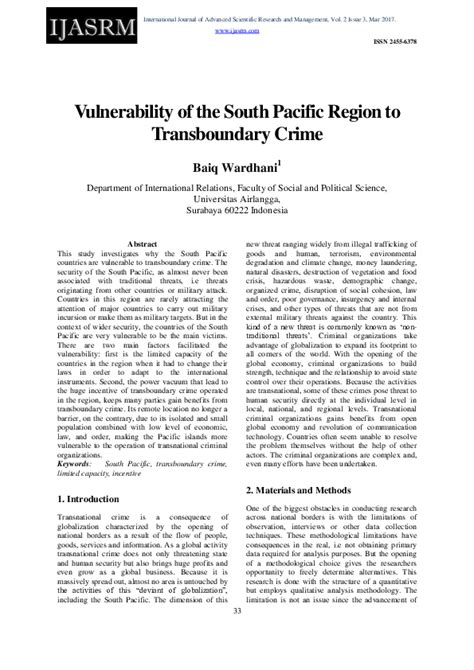 Pdf Vulnerability Of The South Pacific Region To Transboundary Crime