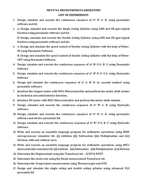Aps Me19741 Mechatronics Lab Manual Pdf