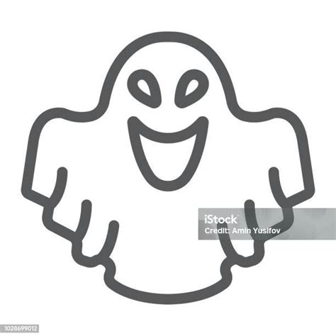 유령 선 아이콘 공포와 할로윈 심 기호 벡터 그래픽 흰색 배경 Eps 10에 선형 패턴 10월에 대한 스톡 벡터 아트 및 기타 이미지 Istock