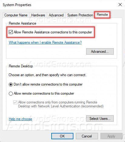 Disable Remote Assistance In Windows AvoidErrors