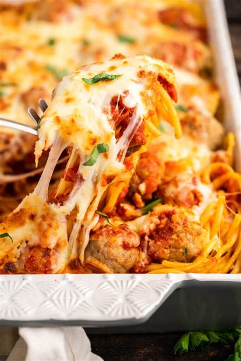 Best Baked Spaghetti And Meatball Casserole Recipe Bowl Me Over