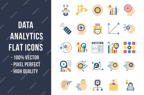 Premium Vector Data Analytics Flat Multicolor Icons