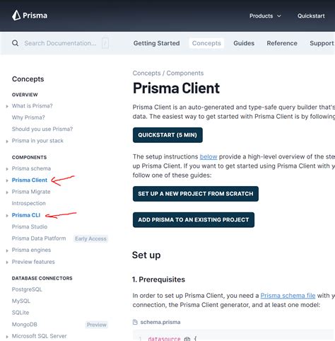 In Left Panel Prisma Cli Is Highlighted When Reading Prisma Client Docs · Issue 2494