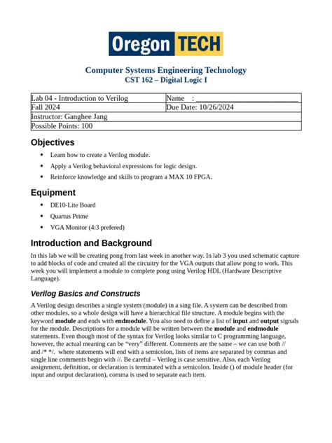 Lab 04 Pdf Logic Gate Hardware Description Language