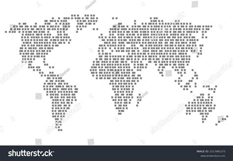 Pixelated Map World Shifted Pixels Background Stock Vector Royalty