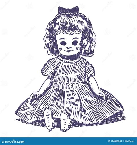 Doll Vector Hand Drawn Stock Vector Illustration Of Graphic 114868241
