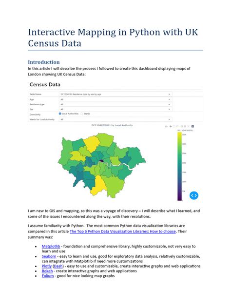 Interactive Mapping In Python With Uk Census Data Pdf Data Computing