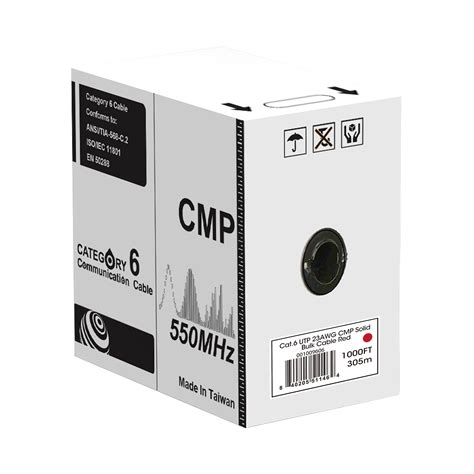 Cat 6 Utp 23awg Solid Cmp Bulk Cable Red 1000ft Reelex
